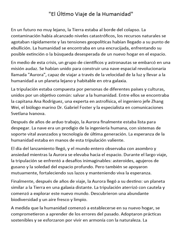 El Último Viaje de la Humanidad | PDF | Humano | Espacio exterior
