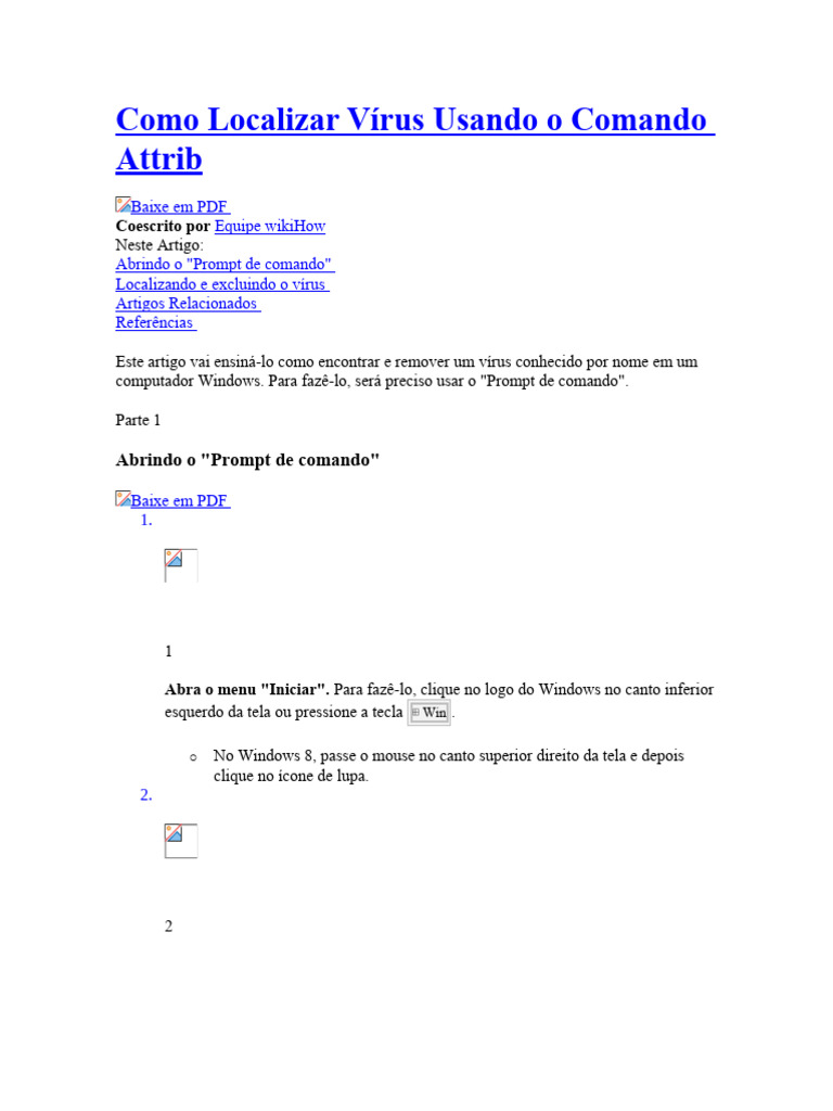 Como Localizar Vírus Usando o Comando Attrib | PDF | Vírus de computador | Microsoft Windows