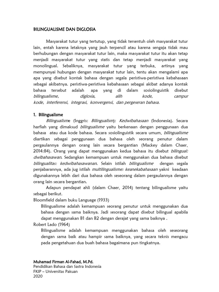 Bilingualisme Dan Diglosia | PDF | Seni & Disiplin Bahasa