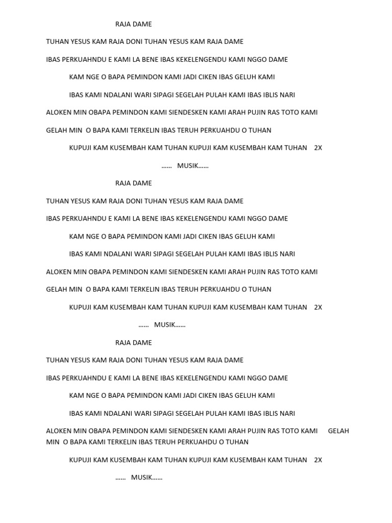 Lagu Pujian Raja Dame | PDF
