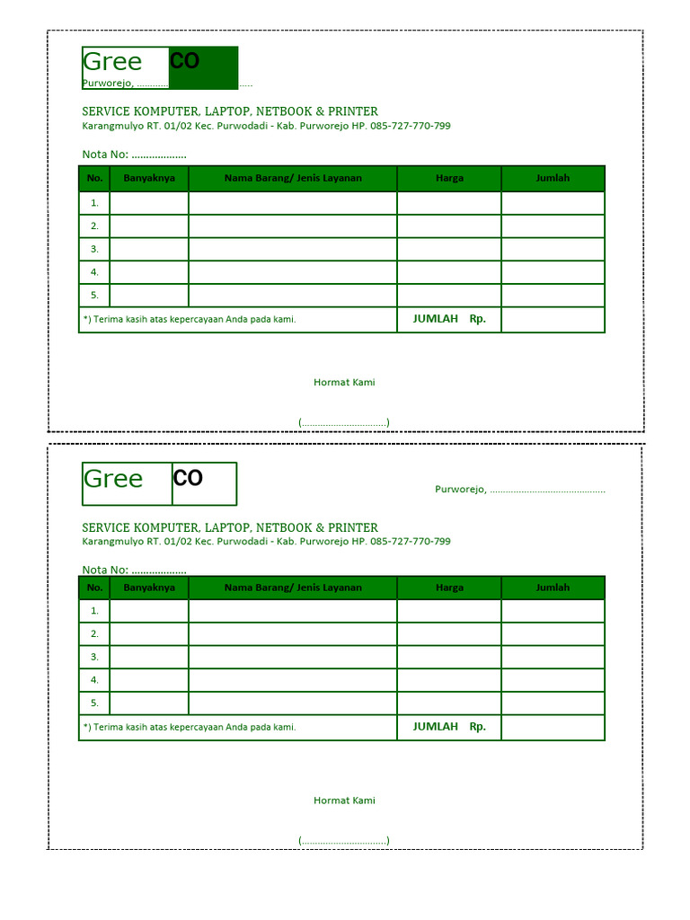 Template Nota Microsoft Worddocx | PDF