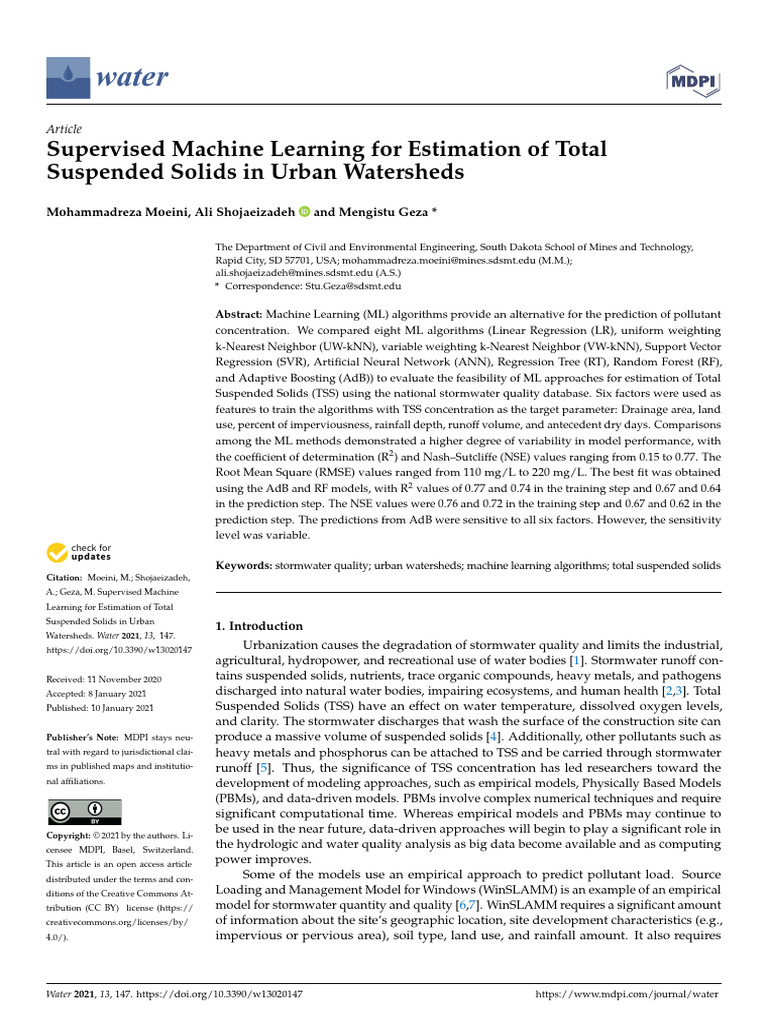 TSS 2 | PDF | Machine Learning | Stormwater