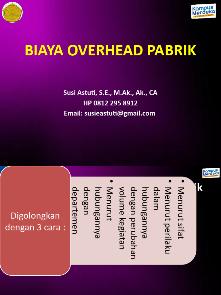 Biaya Overhead Pabrik | PDF