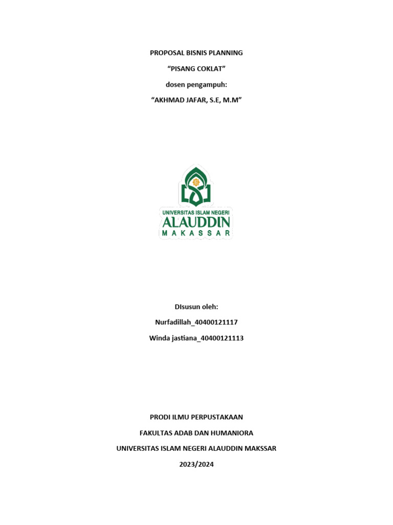 Proposal Bisnis Planning | PDF