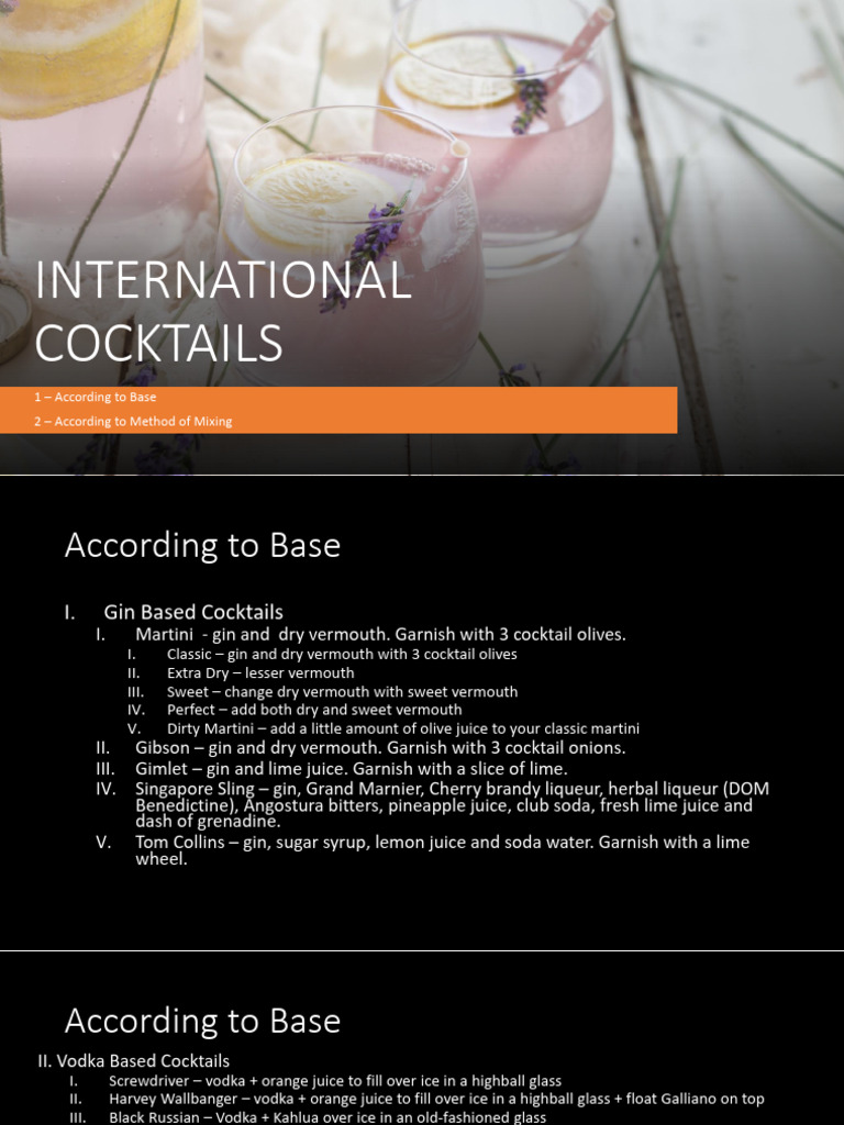 International Cocktails | PDF | Martini (Cocktail) | Cocktails