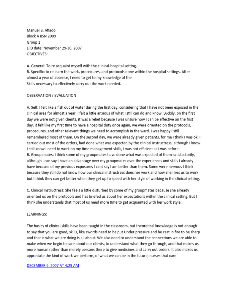 Learning Feedback | PDF | Nursing | Hospital