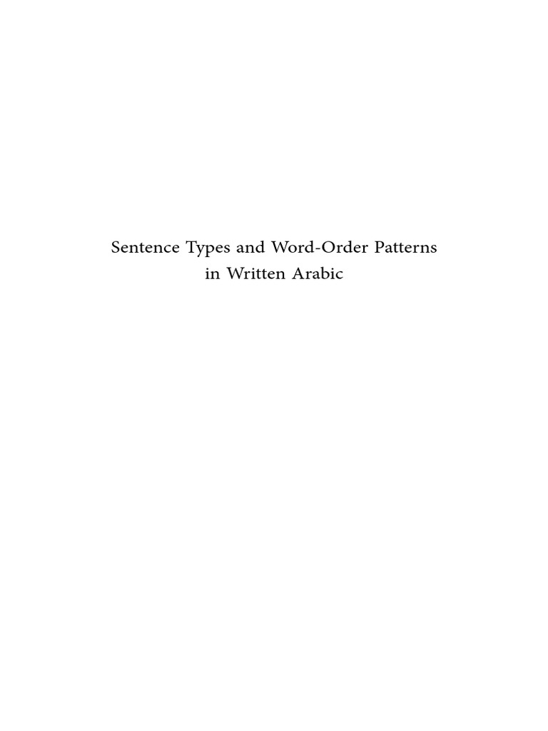 Sentence Types and Word-Order Patterns in Written Arabic | PDF ...