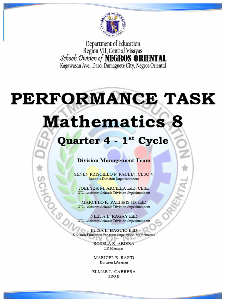 Math 8 Performance Task 1 Final With Cover Page | PDF | Science ...
