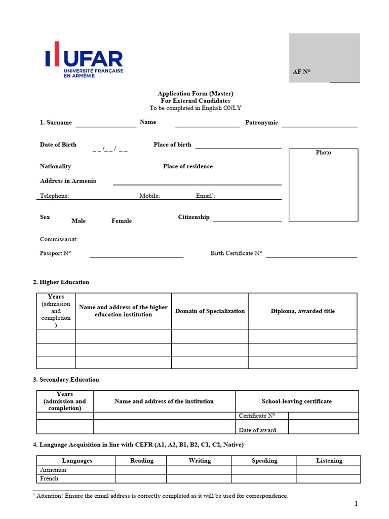 AI Application Form Master 2023-2024 External | PDF | Qualifications