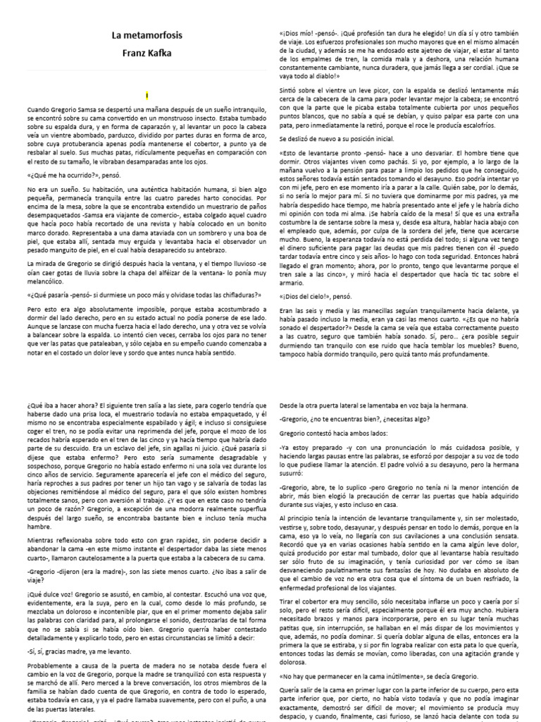 Kafka: Despertar Inesperado | PDF | La metamorfosis