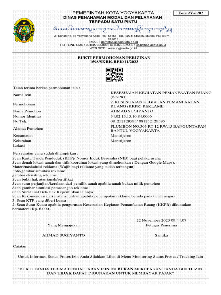 Cetak Tanda Terima KKPR | PDF