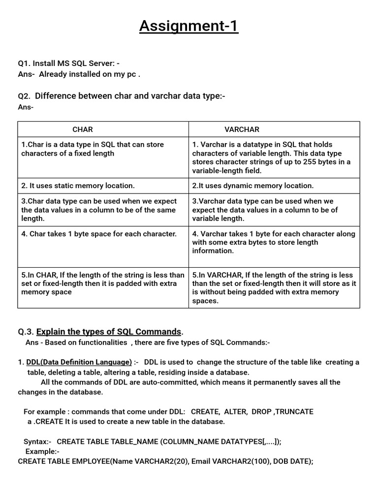 Assignment 1 Answer | PDF | Computing | Computer Data