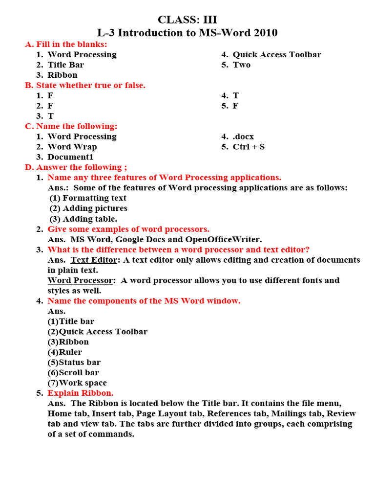 Lesson 3 - Introduction To Msword 2010 | PDF | Microsoft Word | Internet