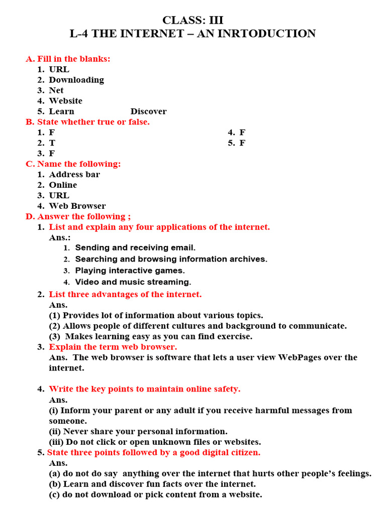Lesson 4 - The Internet - An Introduction | PDF