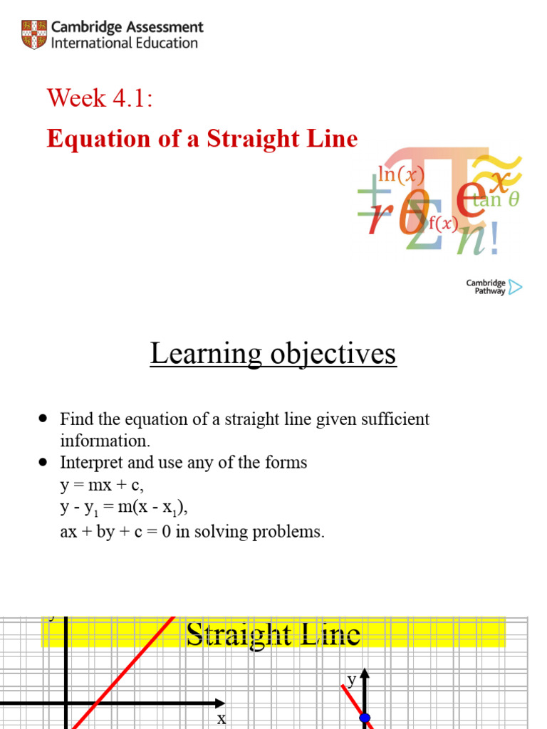 Week 4.1 - Equation of A Straight Line | PDF | Equations | Line (Geometry)