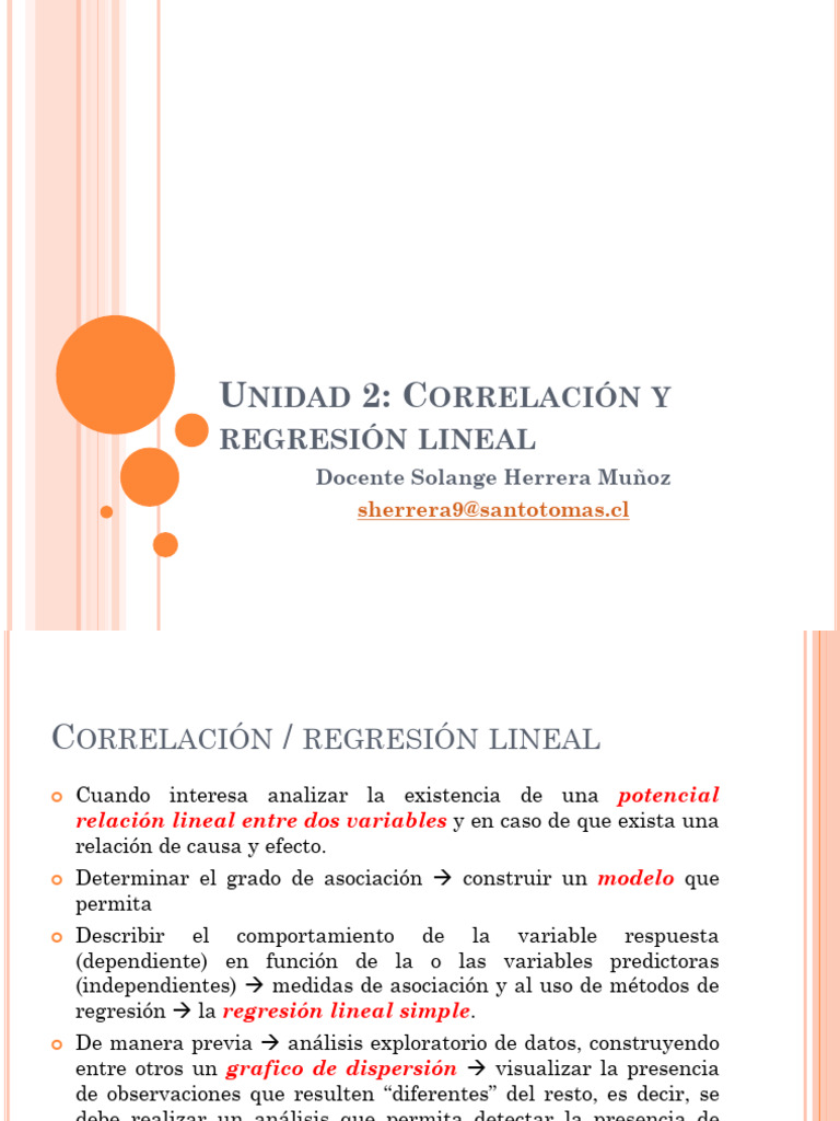 Unidad 2-Correlacion y Regresion Lineal | PDF | Análisis de regresión | Regresión lineal
