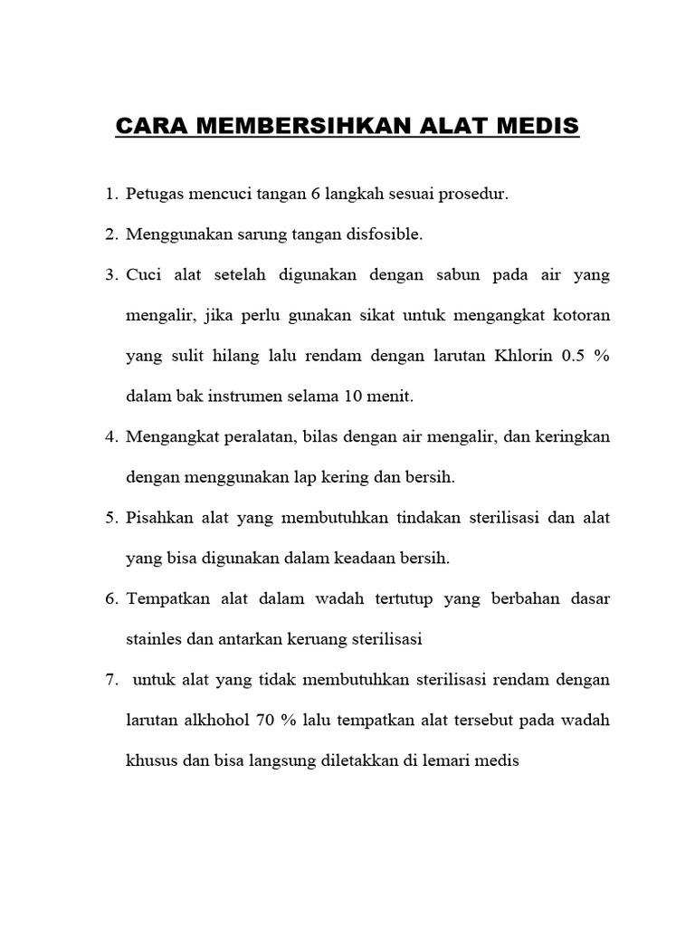Cara Membersihkan Alat Medis | PDF
