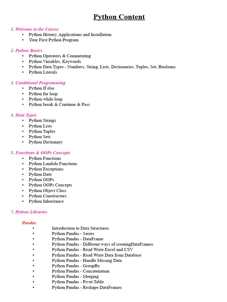 Python Topics Pdf Python Programming Language Matrix Mathematics 2816