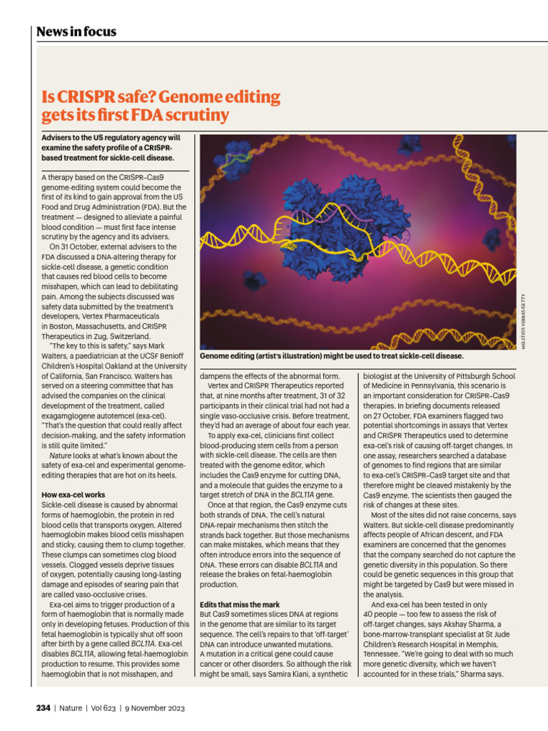 Is CRISPR Safe? Genome Editing Gets Its First FDA Scrutiny: News in ...