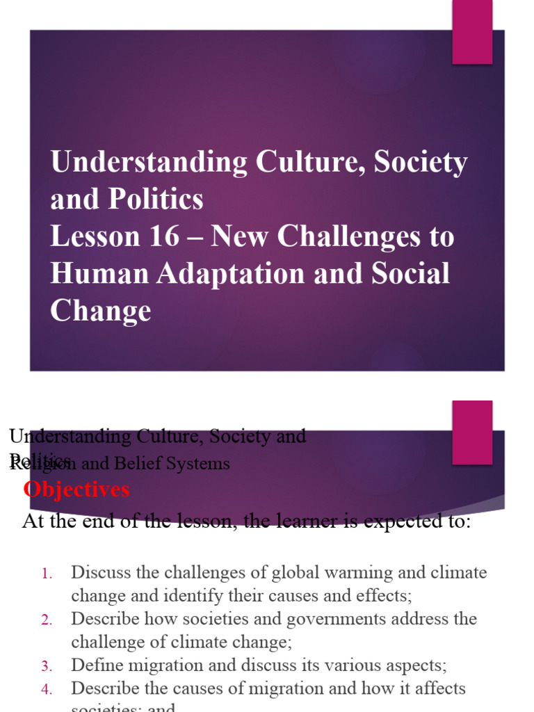 UCSP Lesson16 New Challenges To Human Adaptaion and Social Change | PDF ...