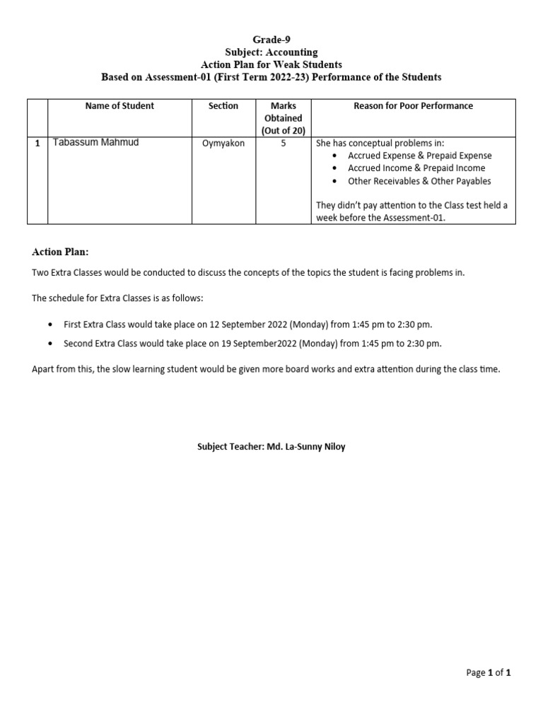 Grade-9 Action Plan Accounting | PDF