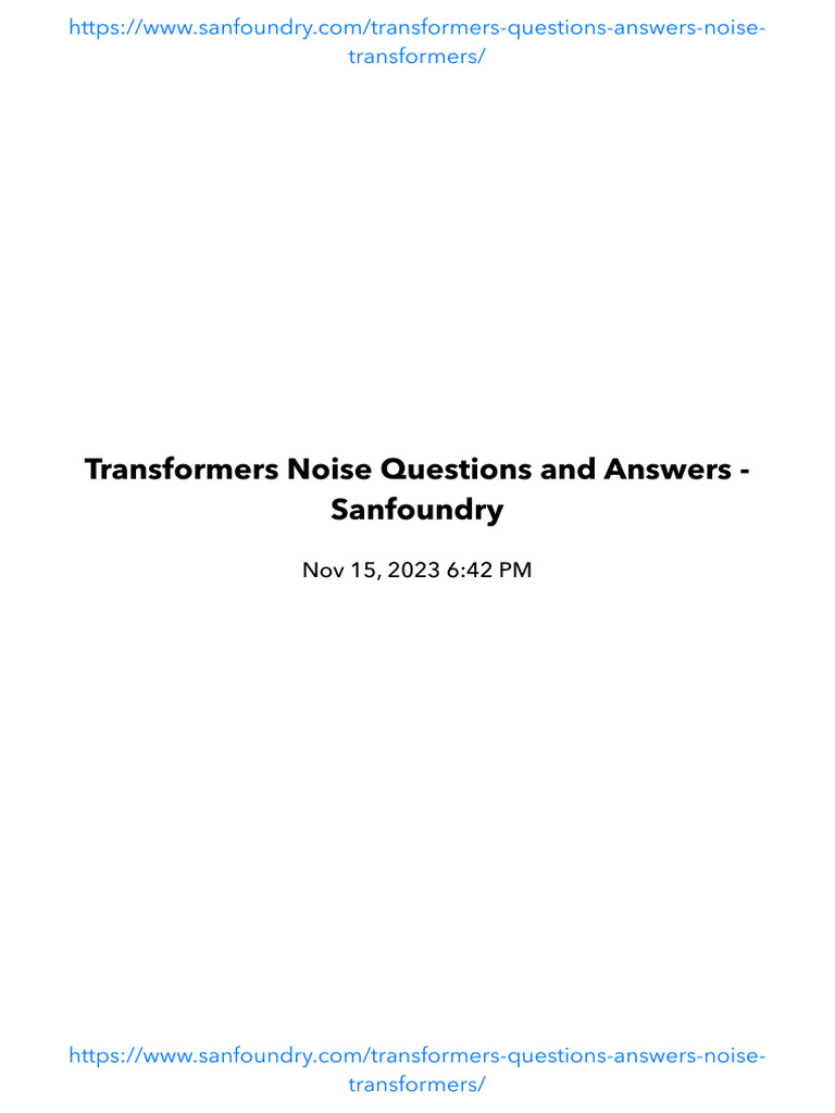 Transformers Noise Questions and Answers - Sanfoundry | PDF | Transformer | Sound