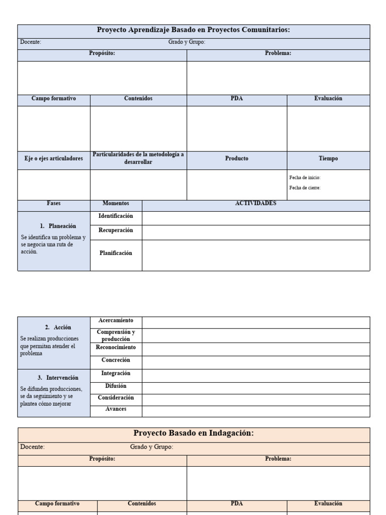 Formatos para Proyectos. Zona 69. Editable | PDF | Evaluación | Sevicio de aprendizaje