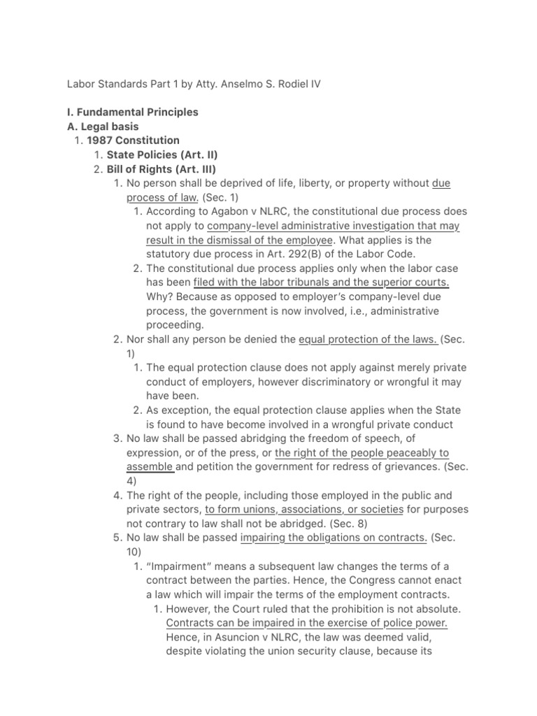 Labor Standards Part 1 by Atty. Anselmo S. Rodiel IV | PDF | Employment ...