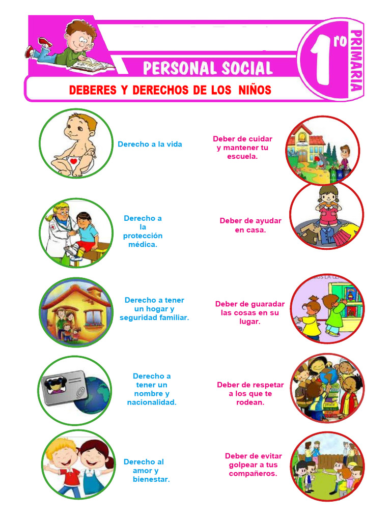 Deberes y Derechos de Los Niños para Primer Grado de Primaria | PDF | Derechos de los niños