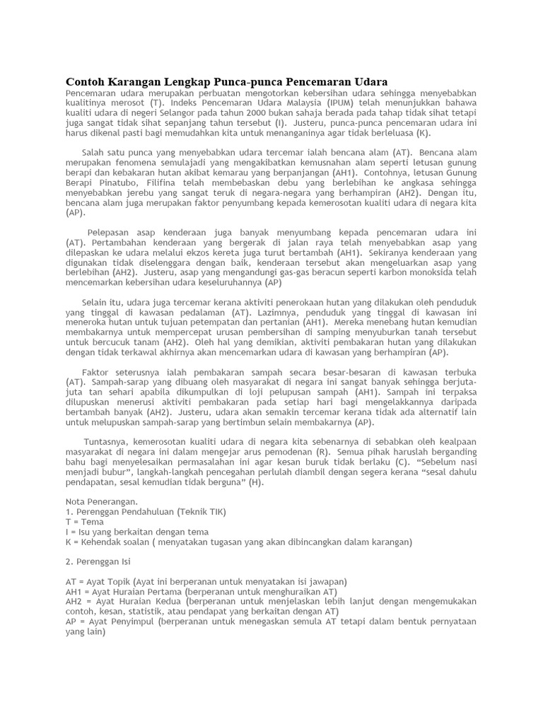 Contoh Karangan Lengkap Punca | PDF