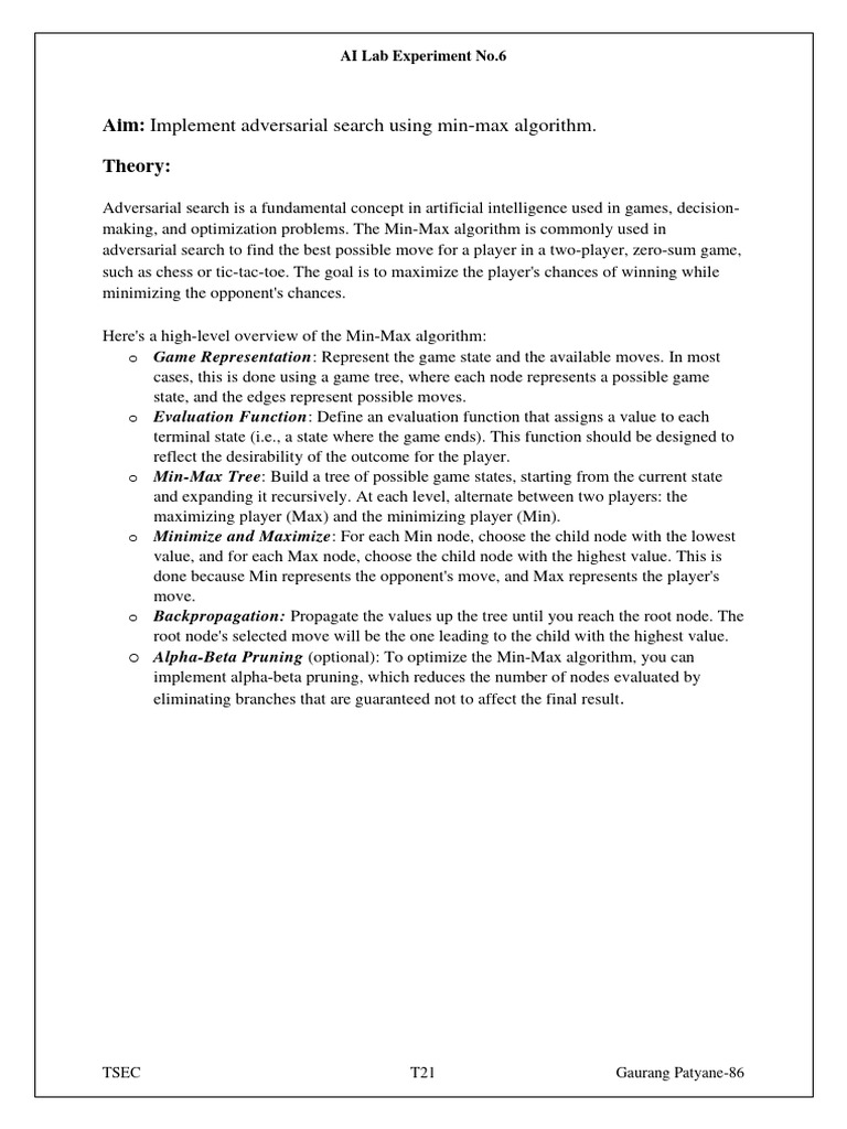 T21-86 AI Exp6 | PDF | Algorithms | Algorithms And Data Structures