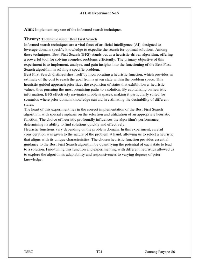 T21-86 AI Exp5 | PDF | Artificial Intelligence | Intelligence (AI) & Semantics