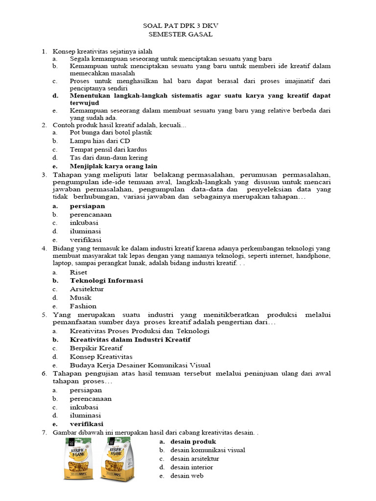 Soal Pas DPK DKV | PDF | Komputer