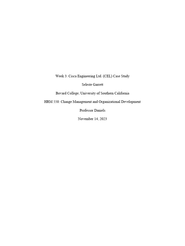 Cisca Engineering Ltd. (CEL) Case Study | PDF | Change Management ...