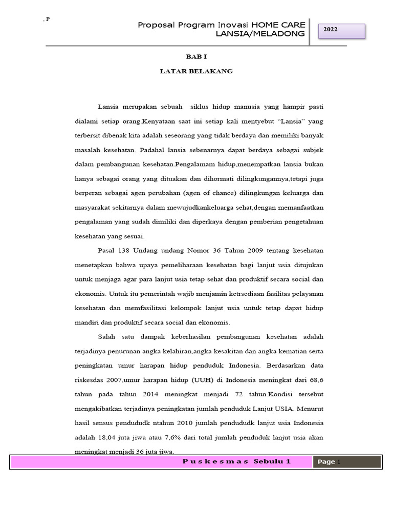 Proposal Inovasi Lansia 2023 | PDF