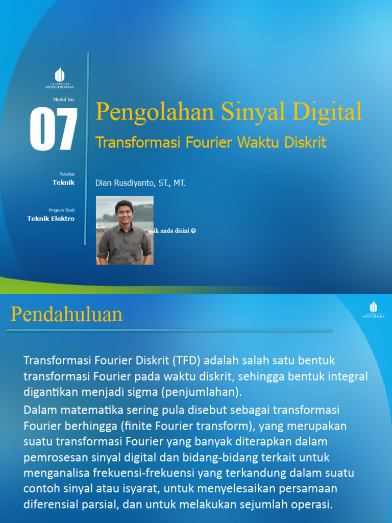 Pengolahan Sinyal Digital 7 | PDF