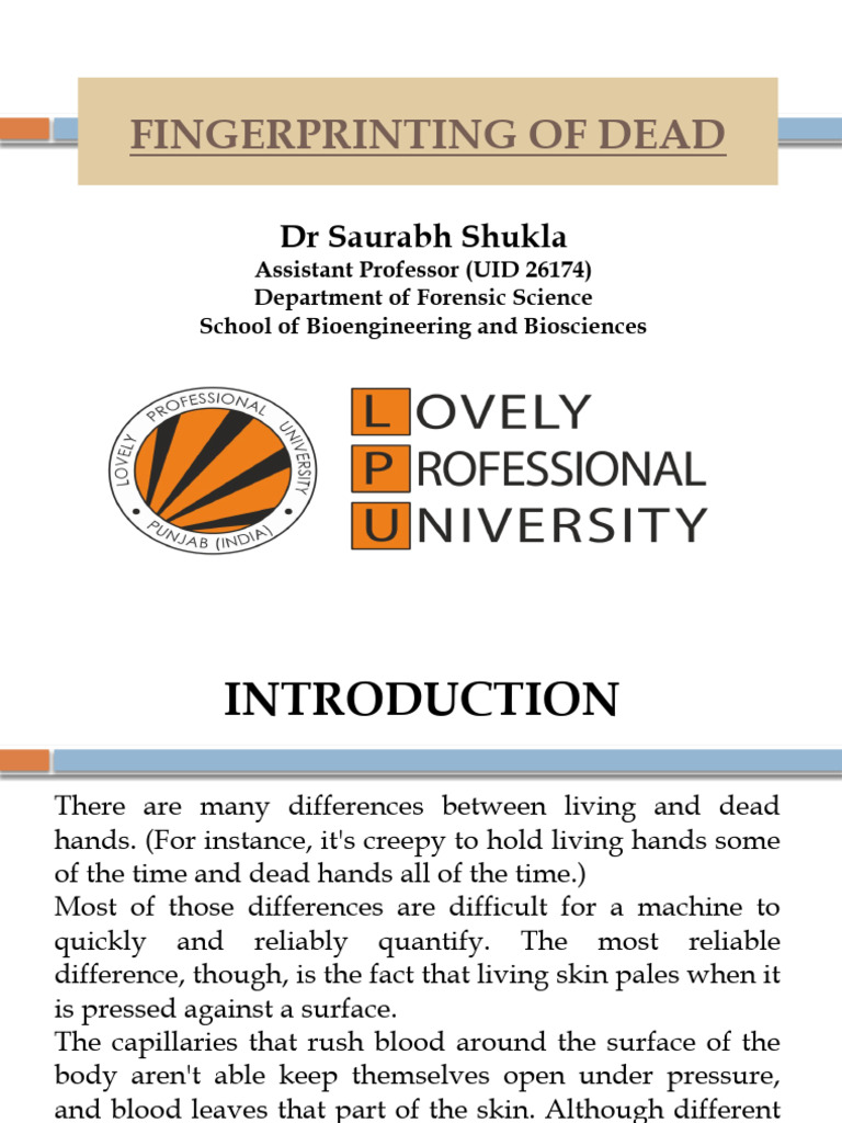 FSC 104 Development Fingerprints From Dead | PDF | Fingerprint | Color