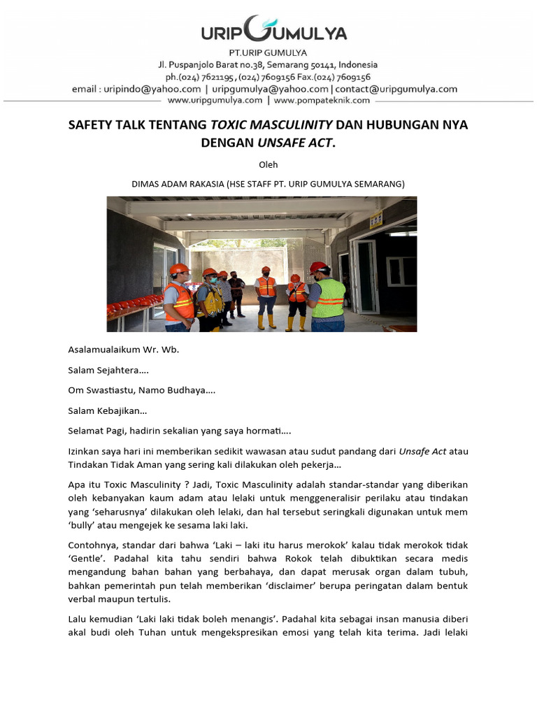 Safety Talk Lomba | PDF