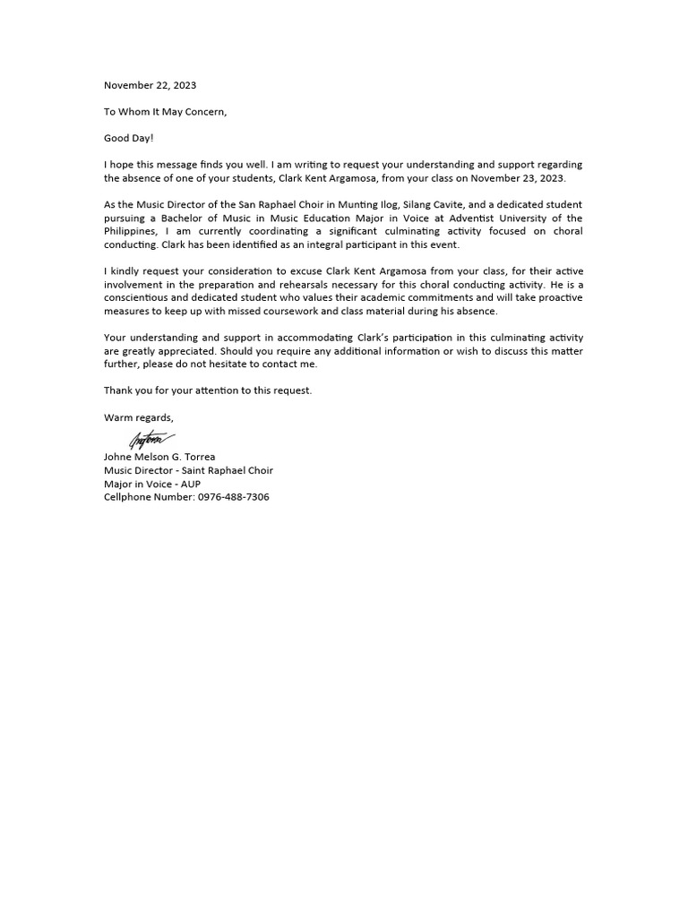 Letter Culminating | Download Free PDF | Choir | Conducting