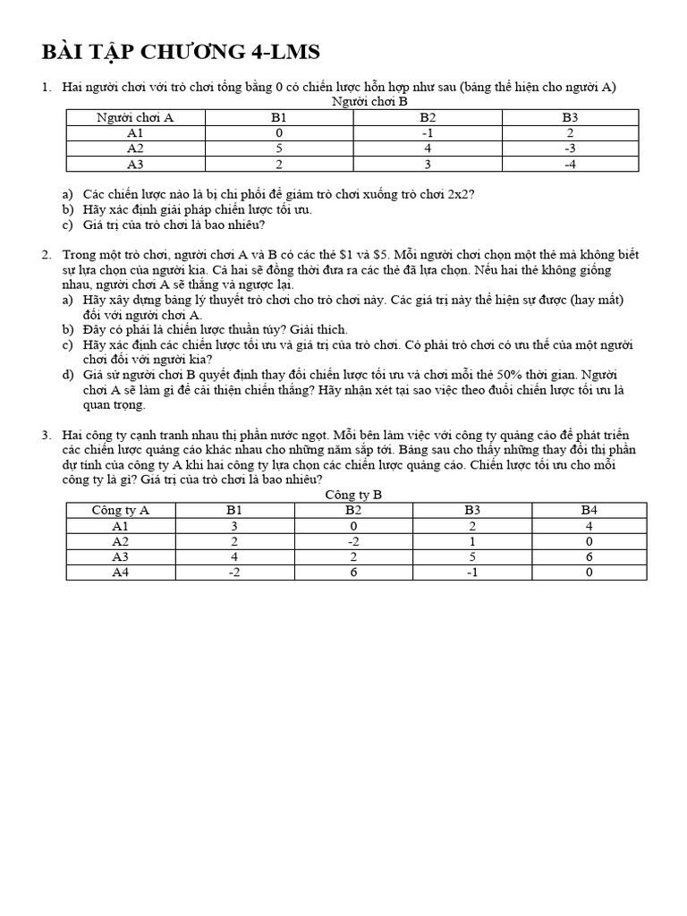 BÀI TẬP CHƯƠNG 4-LMS | PDF