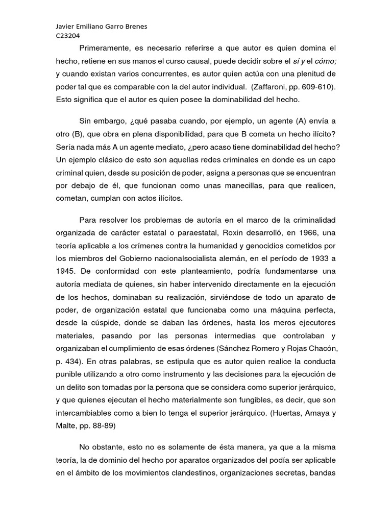 Dominio Del Hecho Por Aparatos Organizados Del Poder | PDF | Justicia ...