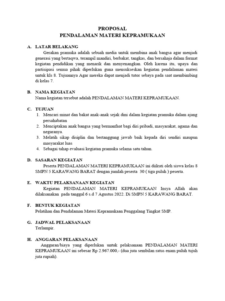 Contoh Proposal Pramuka 1 | PDF