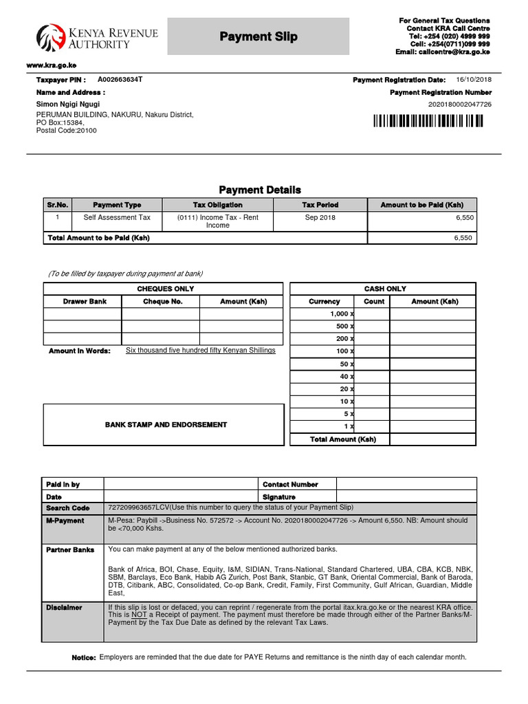 Payment Slip | PDF | Payments | Cheque