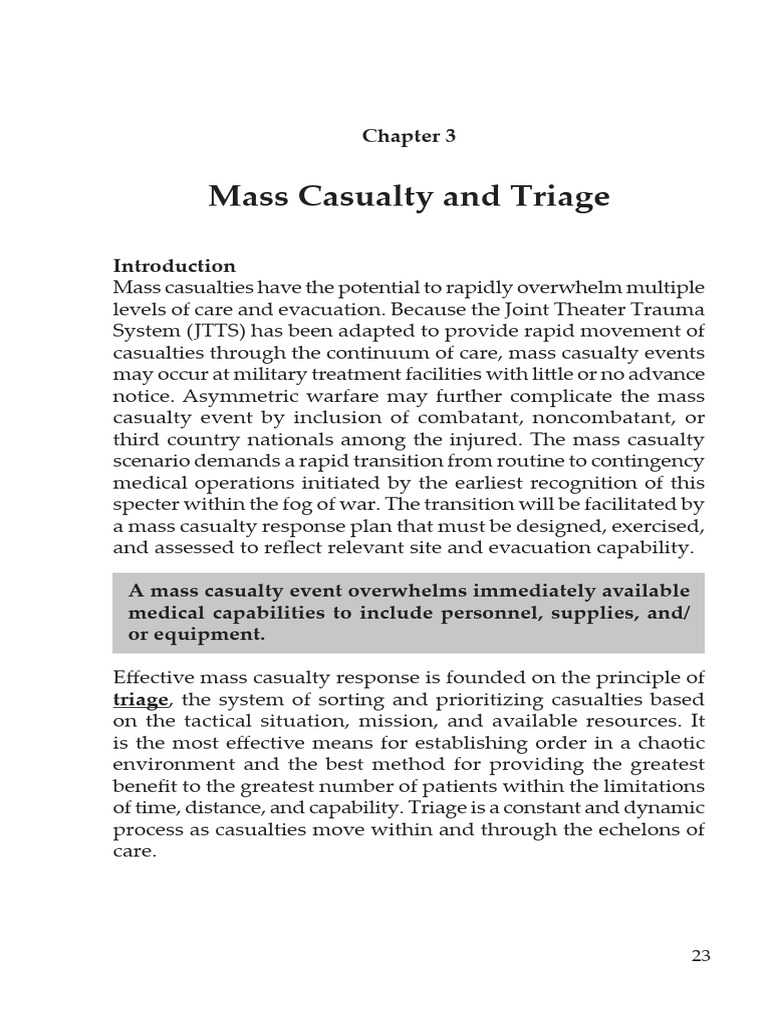 Mass Casualty and Triage - Military | PDF | Emergency Department | Injury