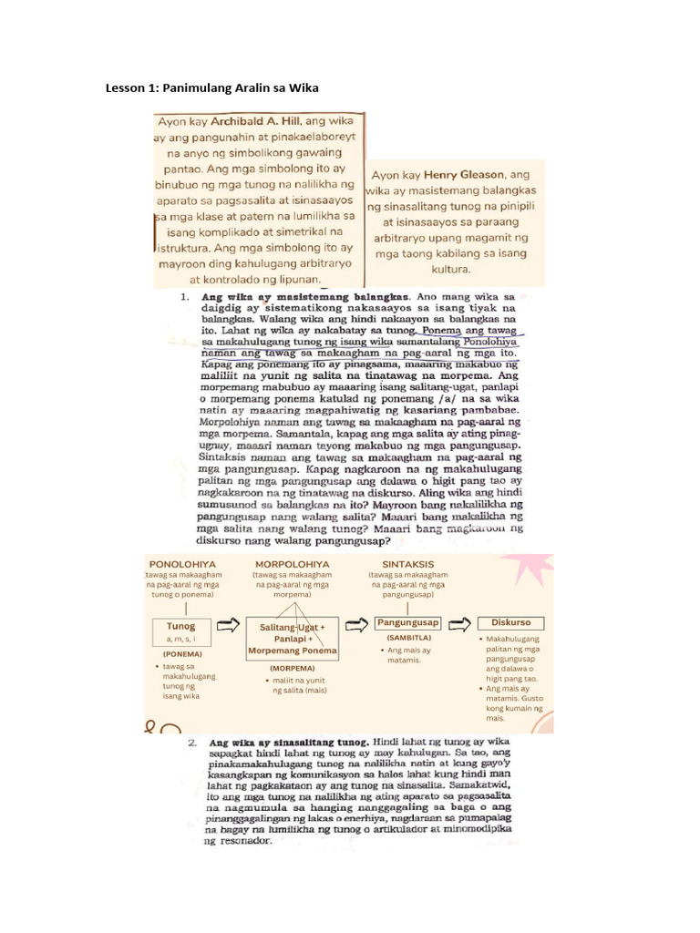 Filipino 10 Q1 Lessons (Reviewer) | PDF