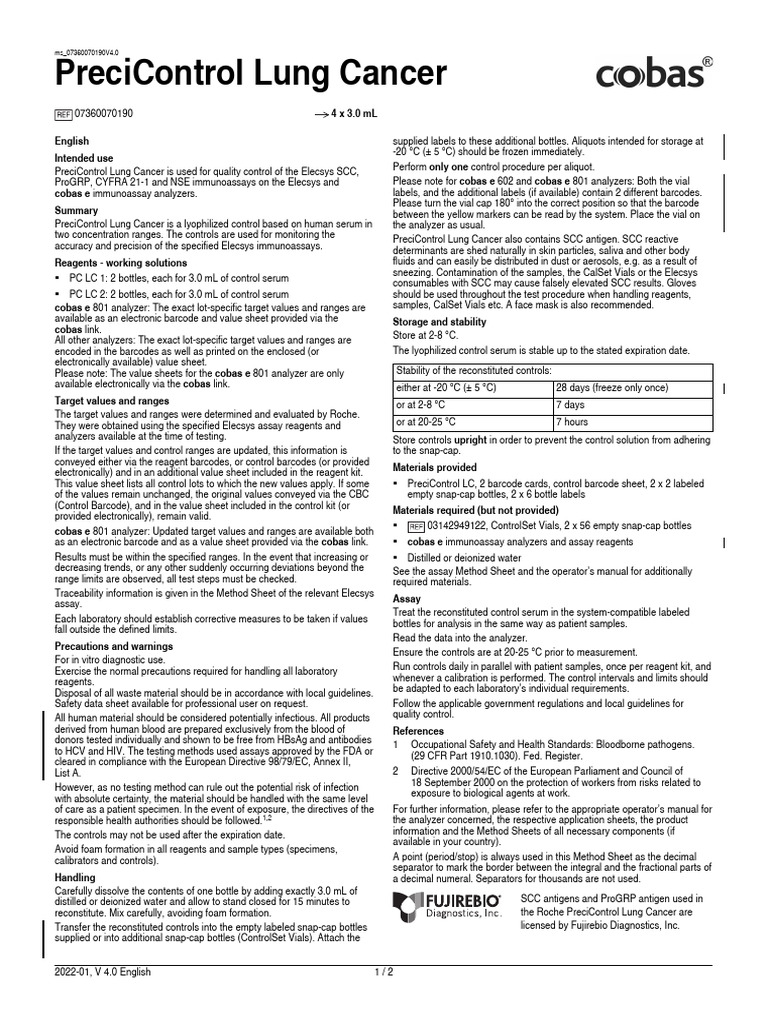 Insert - PreciControl Lung Cancer - Ms - 07360070190.v4.en | PDF ...