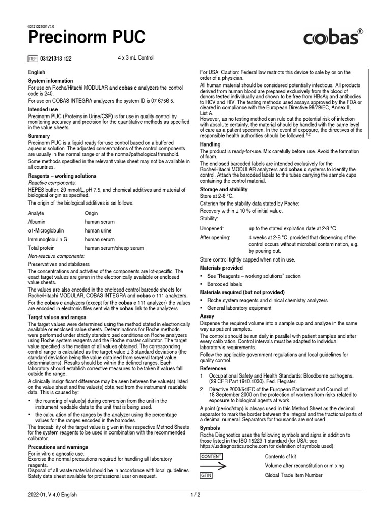 Insert - Precinorm PUC.03121321001.V4.en | PDF | Standard Deviation ...