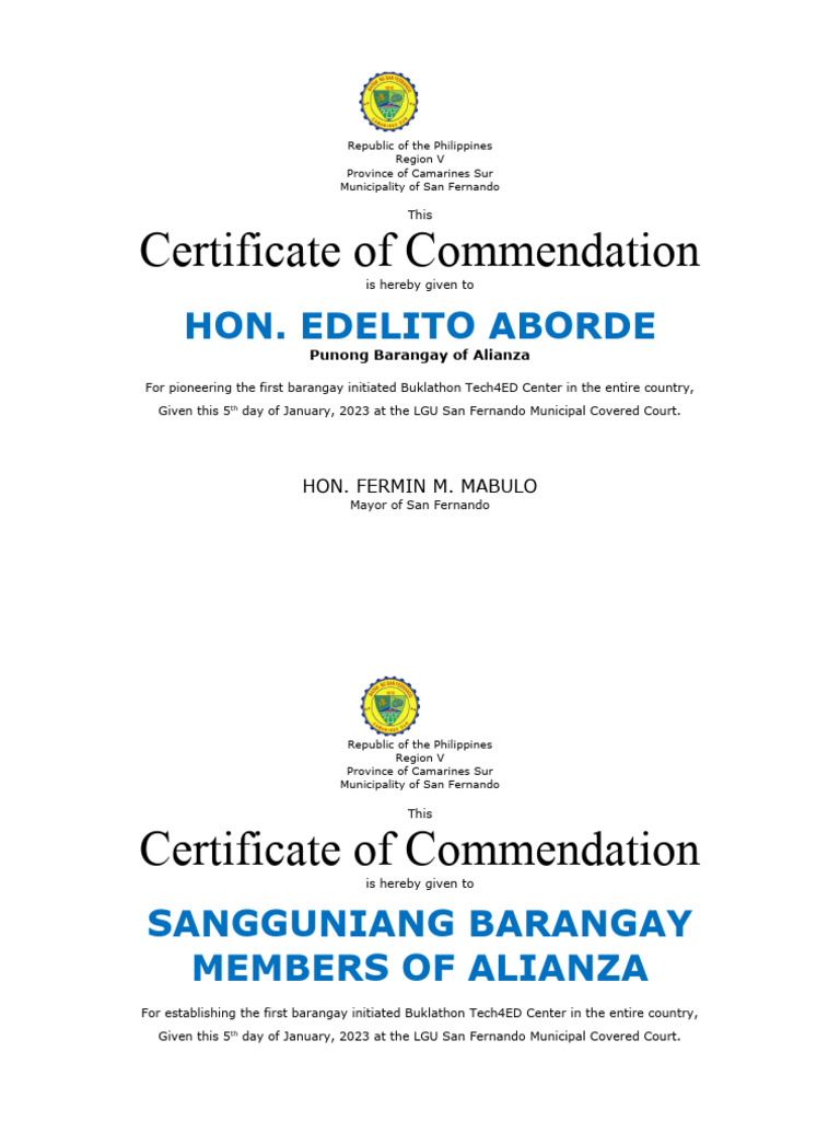San Fernando Literacy Honors | PDF | Philippines