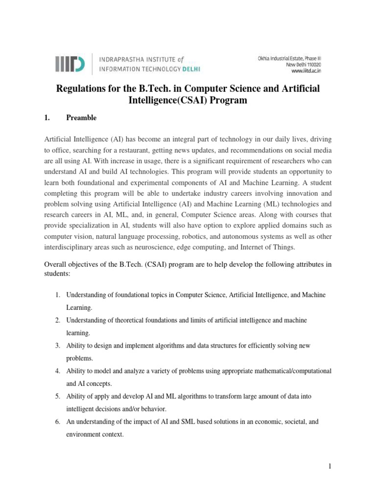 BTech (CSAI) - Delhi | PDF | Artificial Intelligence | Intelligence (AI) & Semantics