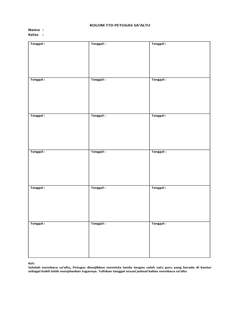 Format Kolom Tanda Tangan Petugas | PDF